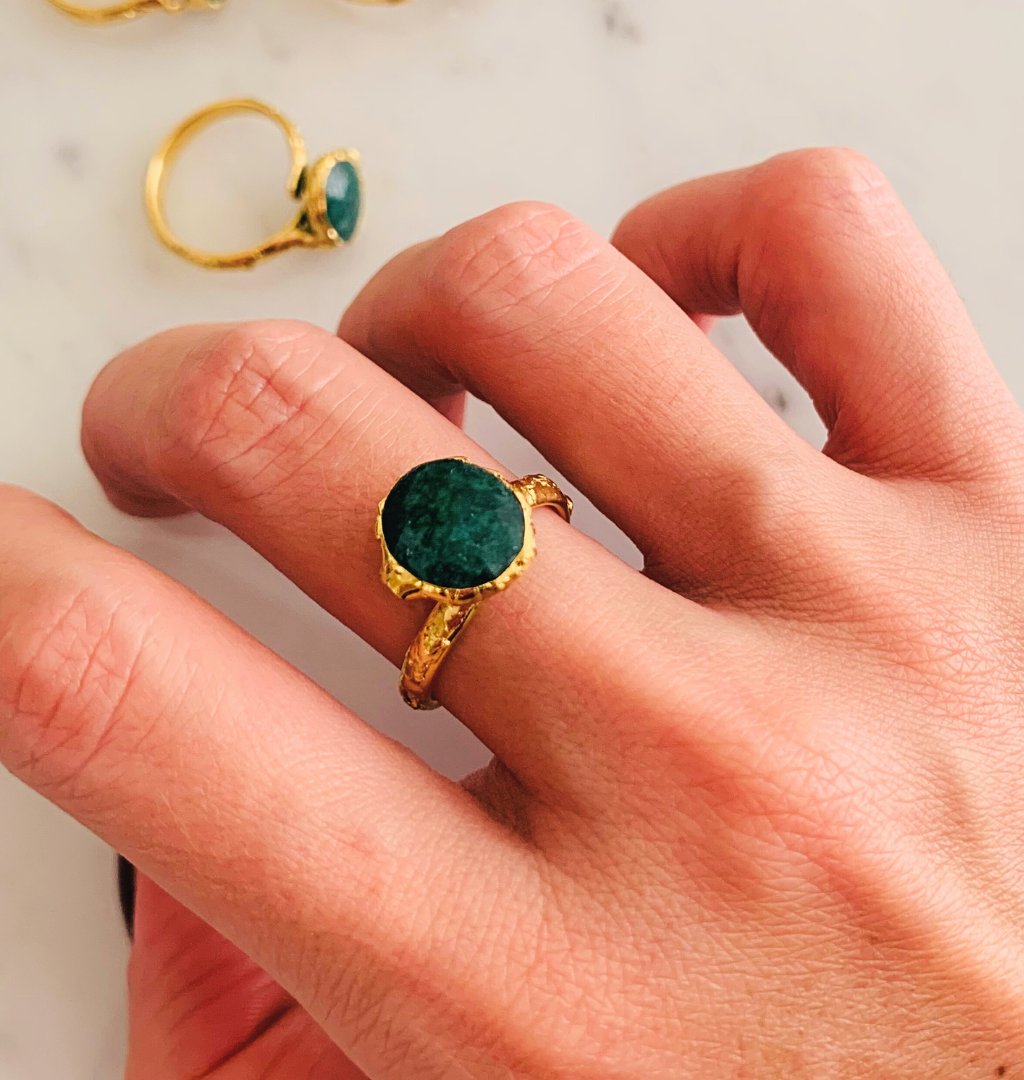 ANILLO CUARZO VERDE UVAROVITA – Prusten Anillos Únicos