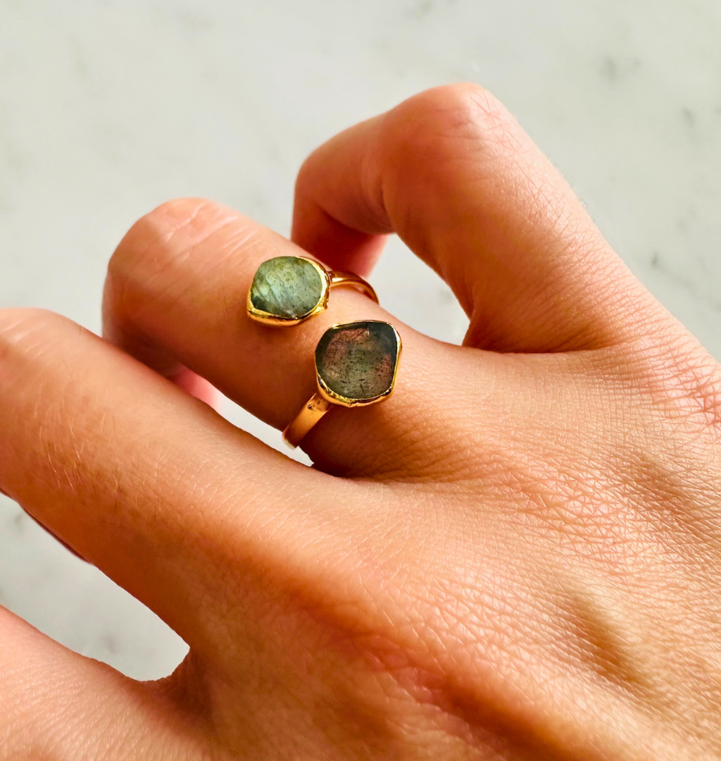 ANILLO DOBLE BLUE LABRADORITA – Prusten Anillos Únicos